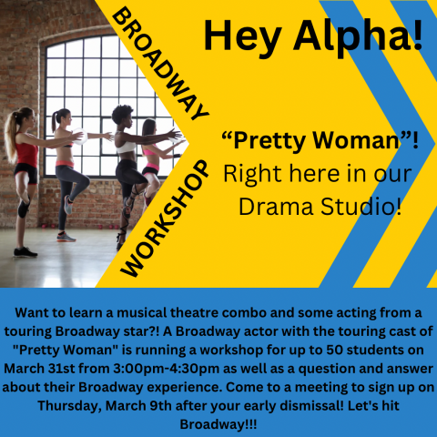 “Pretty Woman” Touring Broadway Actor Coming to Alpha for a Musical Theatre Workshop! – Ecole ...